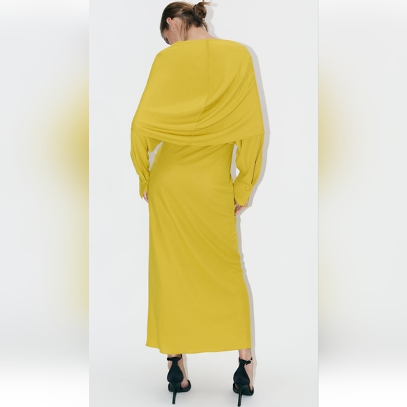 Zara | Dresses | Zara Draped Zw Collection Lemon Color Dress | Poshmark